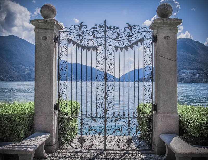 Gate stock image. Image of lake, switzerland, gate, lugano - 126731433