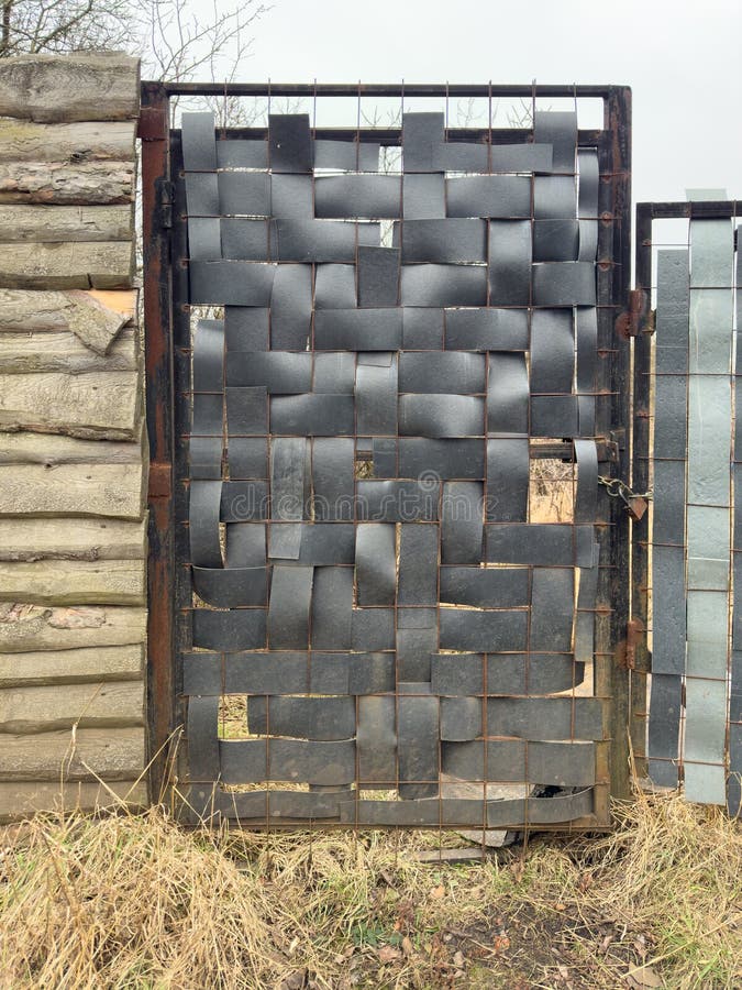 A Gate Made of Black and White Strips of Paper Stock Image - Image of ...