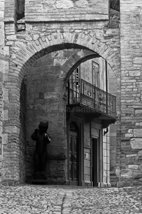 Stone Gate of a Medieval Village Editorial Photography - Image of door ...