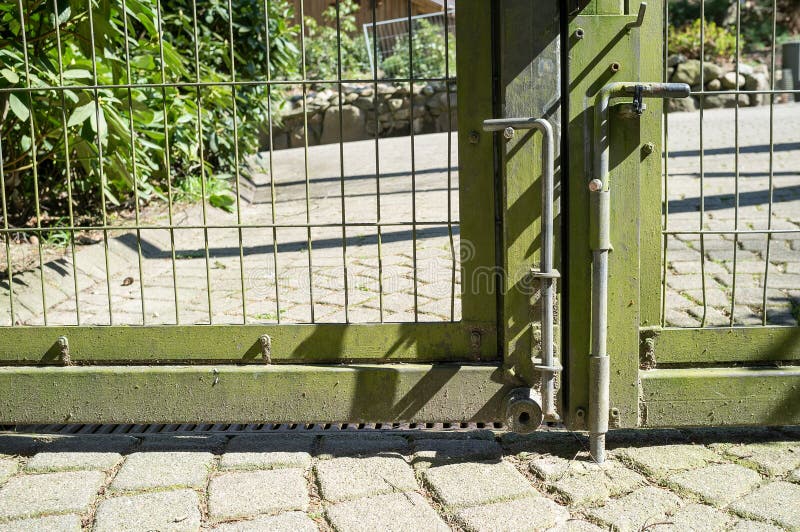 Gate Made of Steel Grating, Lockable at the Bottom. No Passage. Private ...