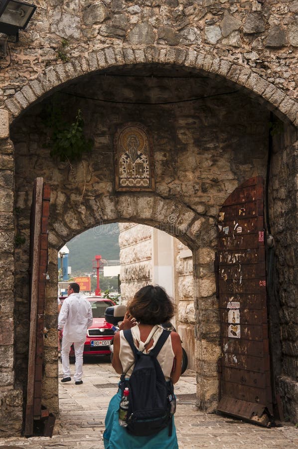 Gate of the Old City editorial photo. Image of city, girl - 89497006