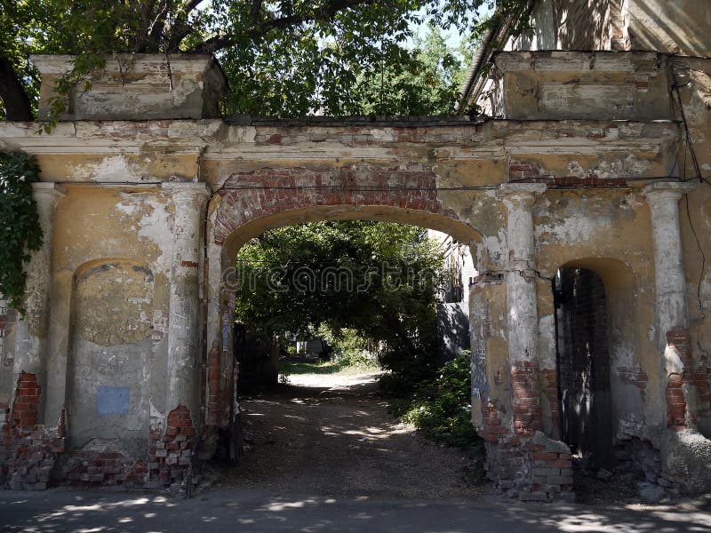 The Gate of the Old House and a View of the Courtyard. Stock Image ...