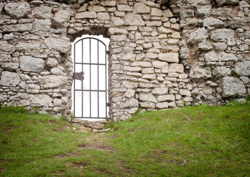Gate in Old Stone Castle Wall, Architectural Detail Stock Image - Image ...