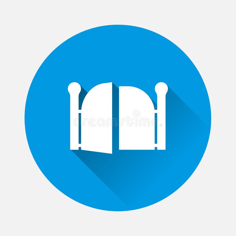 Gate Open Vector Icon on Blue Background. Flat Image with Long Shadow ...