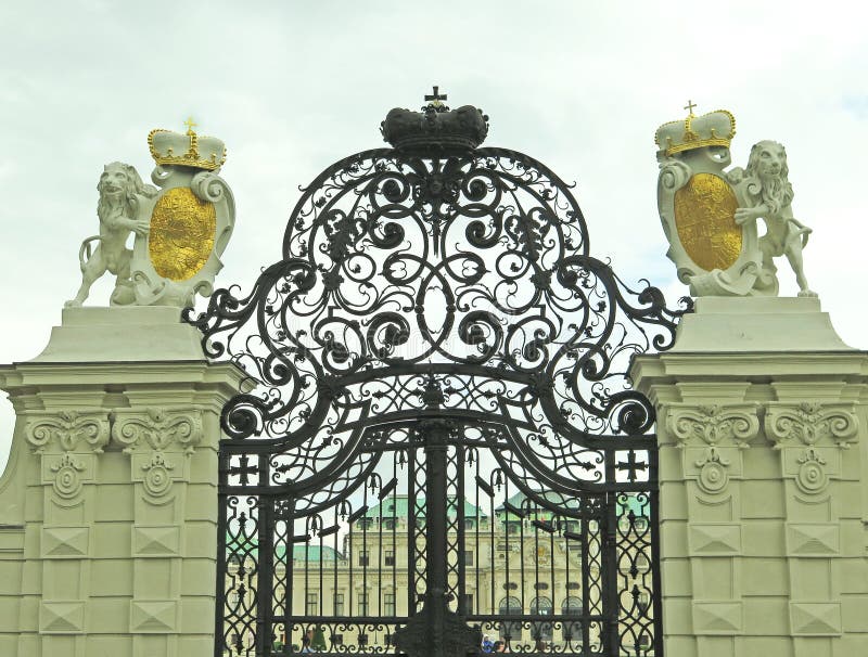 Gate of a palace in Vienna stock photo. Image of pillars - 258148562