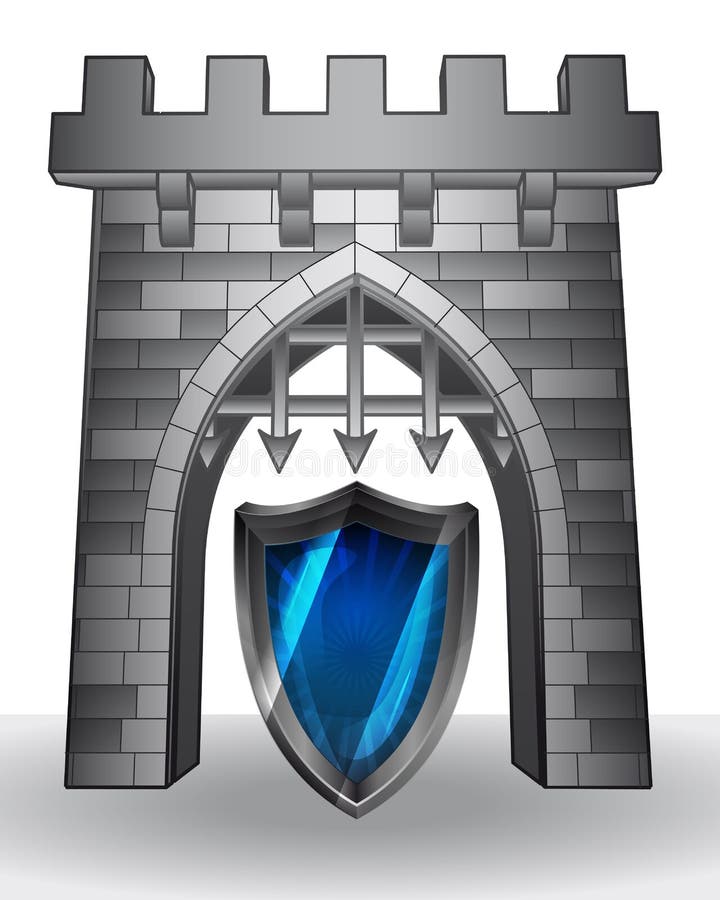 Gate Pass To Security with Shield Stock Illustration - Illustration of ...