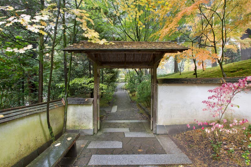 Japanese Torii Gate and the Stone Pathway in Zen Garden Stock Photo ...