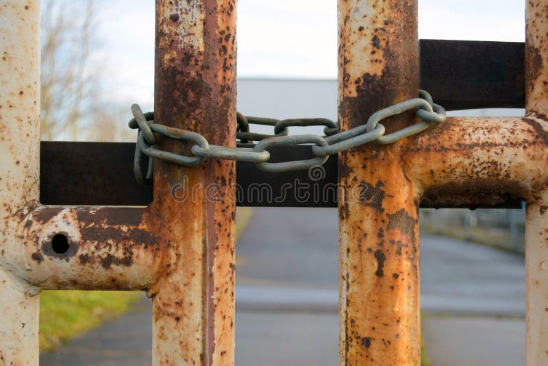 Abandoned Factory Locked Gate Stock Image - Image of background ...