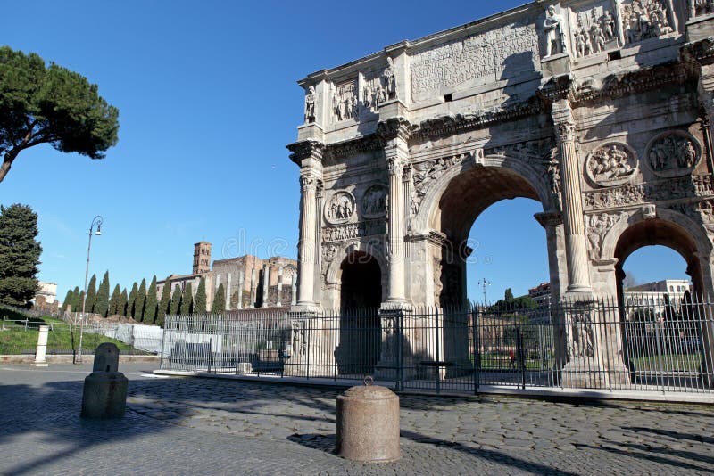 Ancient Arch Wall And Gate With Old Rome Style In Rome Stock Image ...
