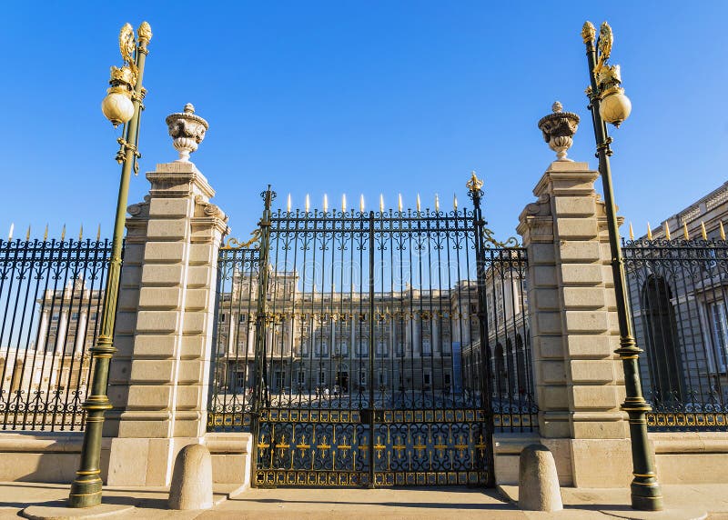 Gate at the Royal Palace in Madrid, Spain Stock Photo - Image of ...