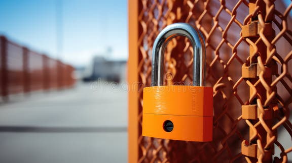 Gate security orange stock illustration. Illustration of secure - 372871573