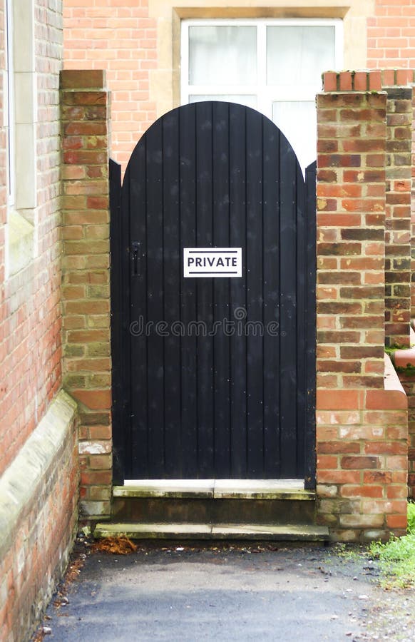 Gate with a sign private stock image. Image of garden - 18429519