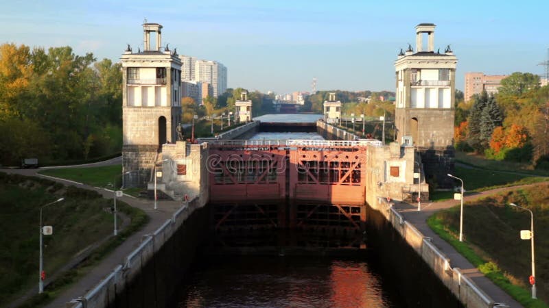 Gate of Sluice Number 8 Moscow Canal in Moscow, Stock Video - Video of ...