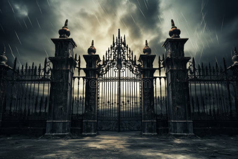 Gate Standing Alone in a Vast Field Stock Illustration - Illustration ...