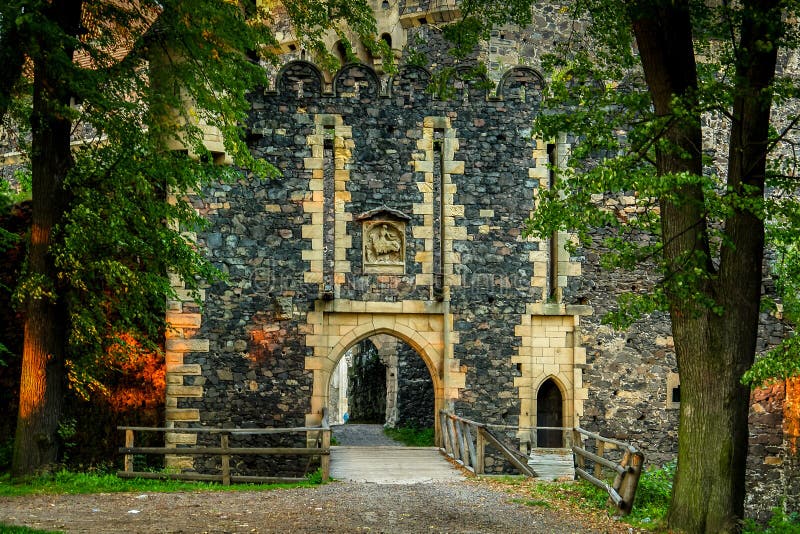 Gate of stone into castle stock image. Image of color - 69481929