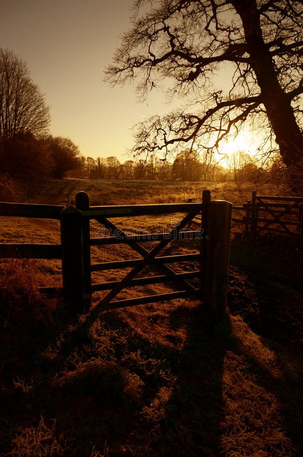 Gate sunrise stock photo. Image of wood, sunrise, plank - 48517962
