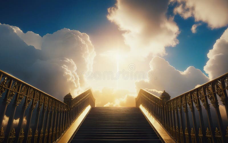 Gate To Heaven in the Clouds, Sunlight at the End of the Path Stock ...