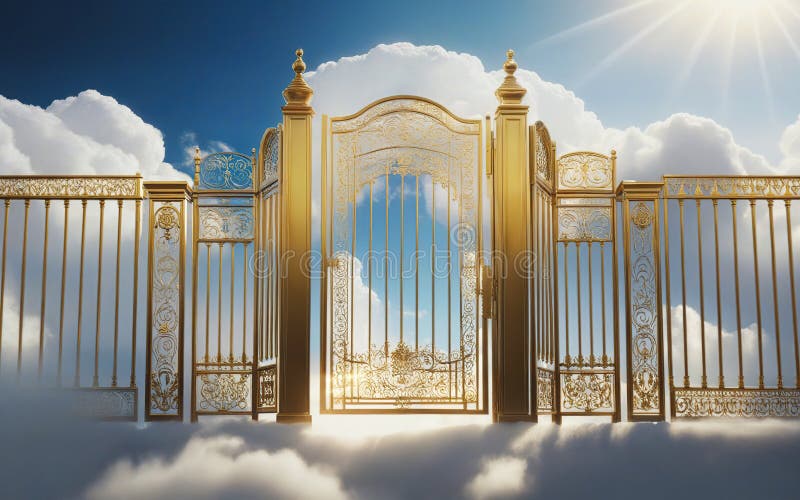 Gate To Heaven in the Clouds, Sunlight at the End of the Path Stock ...