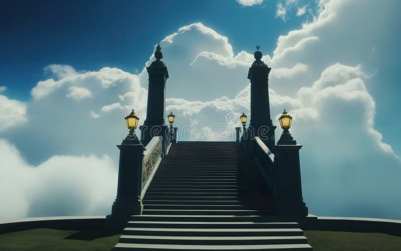 Gate To Heaven in the Clouds, Sunlight at the End of the Path Stock ...