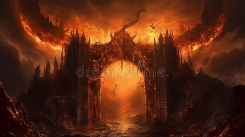Gate To Hell. Generative AI Stock Illustration - Illustration of ...