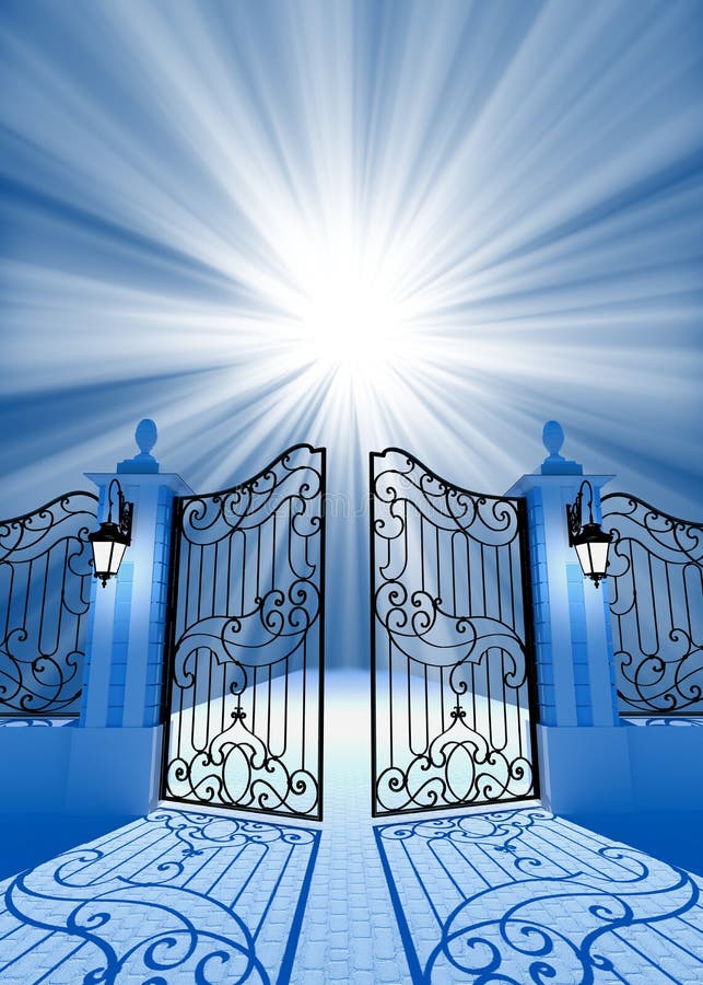 Heavens Golden Pearly Gates Stock Illustration - Illustration of ...