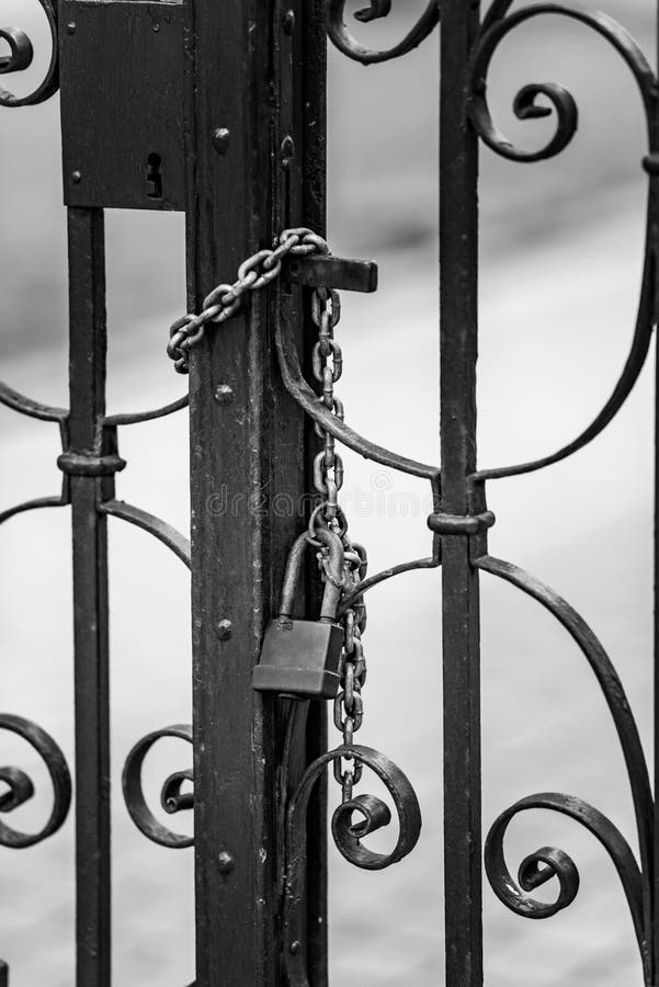 Gate To the Lock with a Chain Stock Photo - Image of steel, chain ...