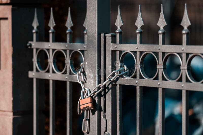 Gate To the Lock with a Chain Stock Photo - Image of background ...