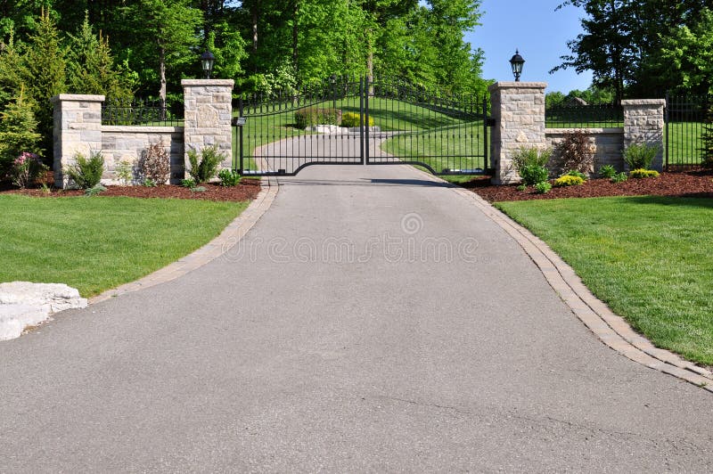 Gate to private estate stock photo. Image of shrub, private - 14497988