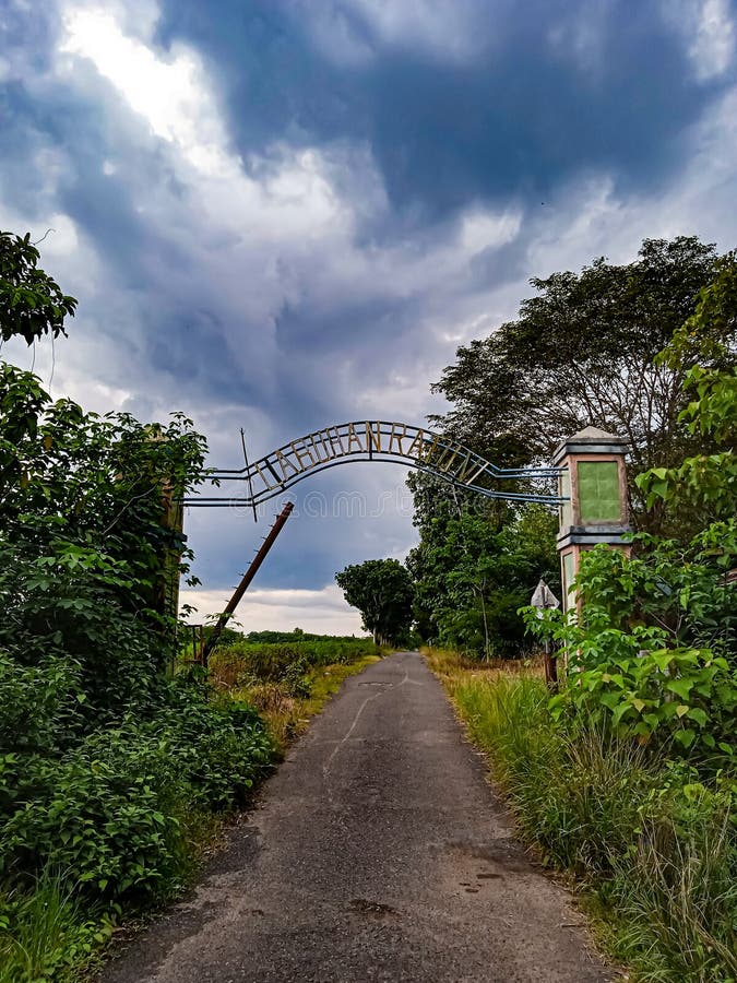 Gate to the village stock image. Image of hill, landscape - 208794627