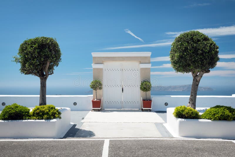 Gate with Two Threes and Blue Sky Stock Image - Image of blue ...