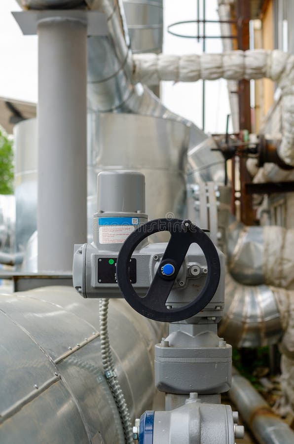 Gate Valve with Electronic Control, on the Heating Plant, Close-up ...