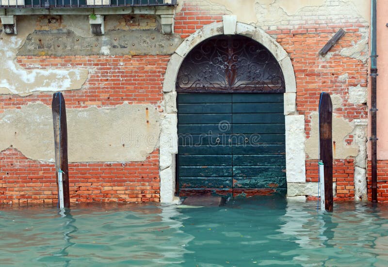 Gate in Venice with High Water Stock Image - Image of weather, flood ...