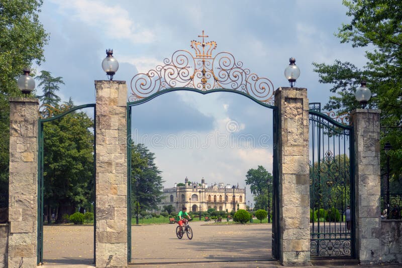 Gate in Zugdidi, Georgia stock photo. Image of blue, biker - 60045994