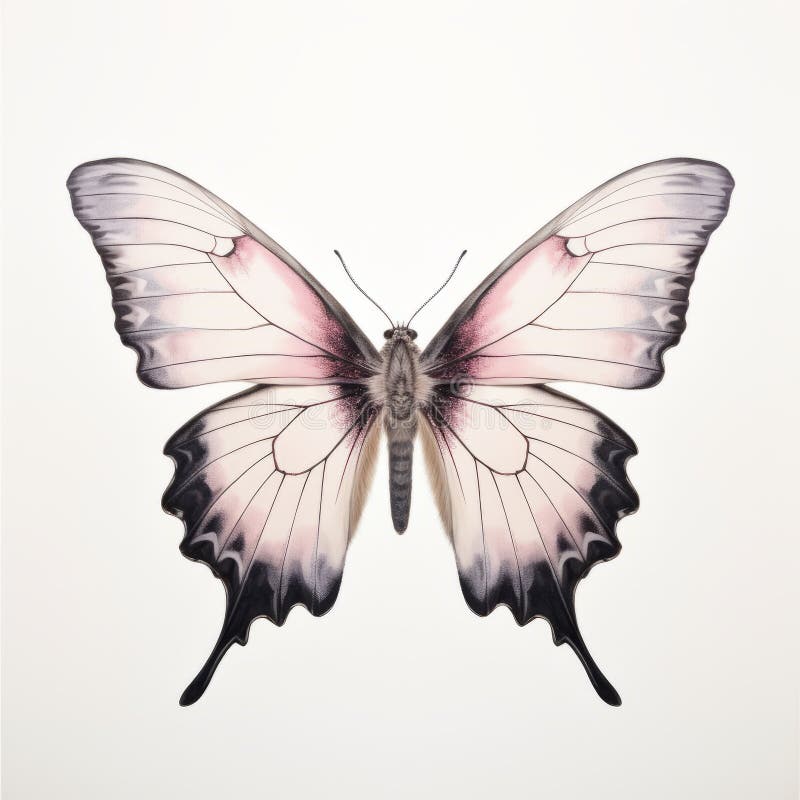 Gatekeeper Butterfly: Pink and Black Wings on White Background Stock ...