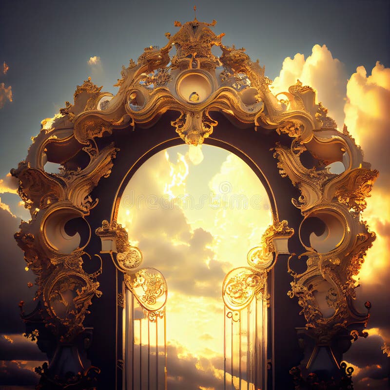The Gates of Heaven. Generative AI Art. Architectural Element in the ...