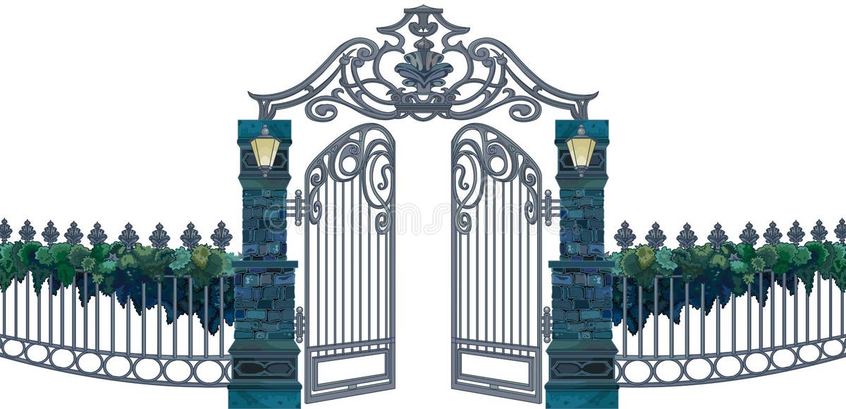 Wrought Iron Gate Drawing Stock Illustrations – 238 Wrought Iron Gate ...
