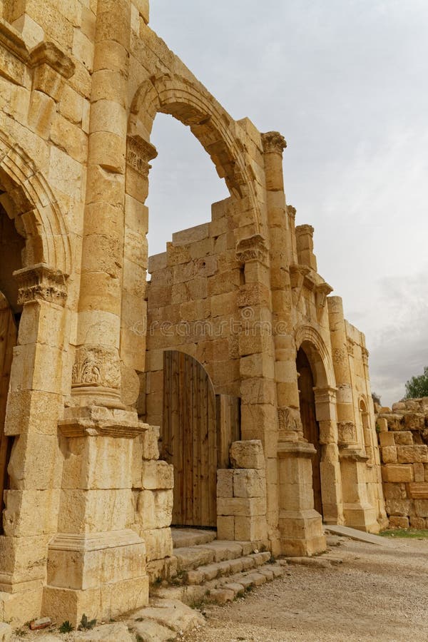 Gates of Jerash stock image. Image of jerash, roman - 110786593