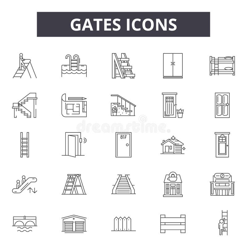 Gates Line Icons, Signs, Vector Set, Outline Illustration Concept Stock ...