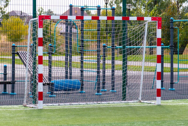 Gates with a Net on the Football Field. Stock Image - Image of field ...