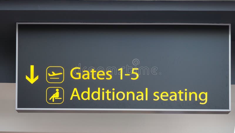 Airport Sign For Boarding Gates Stock Photo - Image of billboards ...