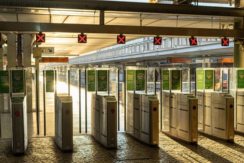 Gates, Gates, or Turnstiles for Accessing the Train at the Railway ...