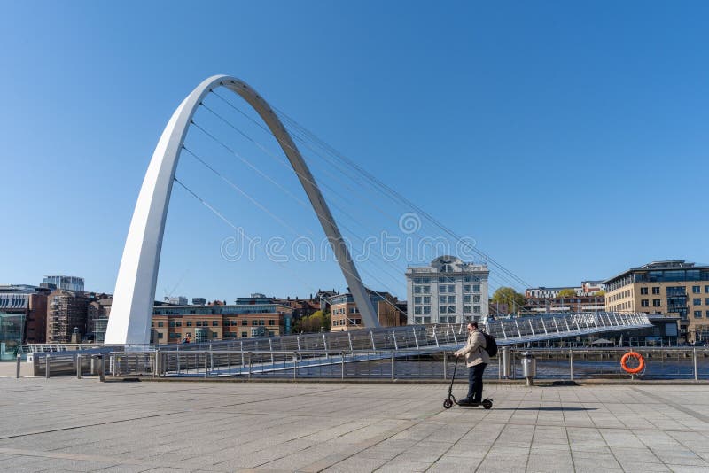 The Gateshead Millennium Bridge, or Blinking Eye Bridge, Over the River ...
