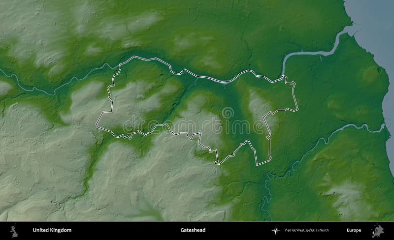 Gateshead Outlined, United Kingdom. Physical Stock Illustration ...
