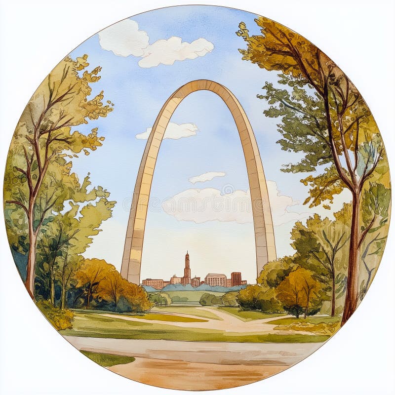 Gateway Arch. Gateway Arch Hand-drawn Comic Illustration. Vector Doodle ...