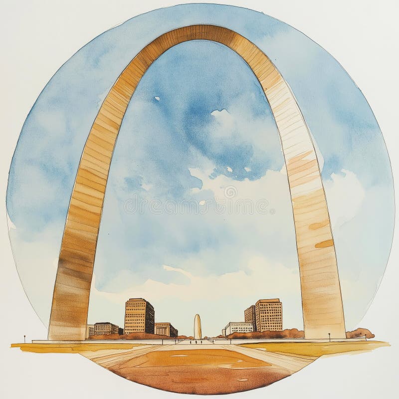 Gateway Arch. Gateway Arch Hand-drawn Comic Illustration. Vector Doodle ...