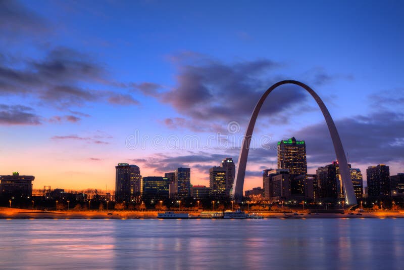 City of St. Louis Skyline, Missouri Stock Image - Image of place, green ...