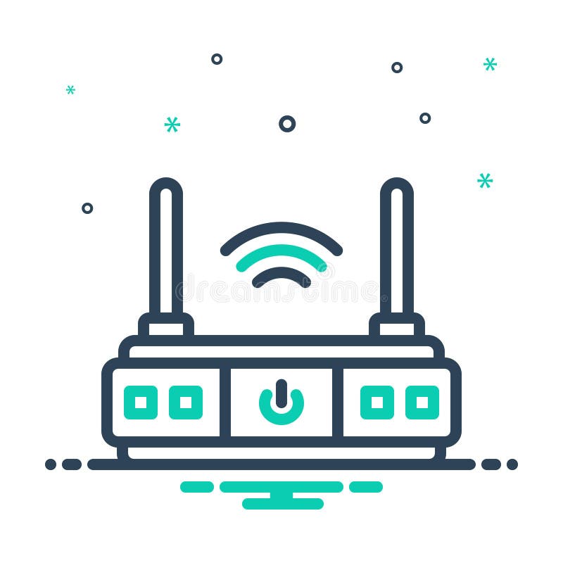 Mix Icon for Gateway, Router and Antenna Stock Illustration ...