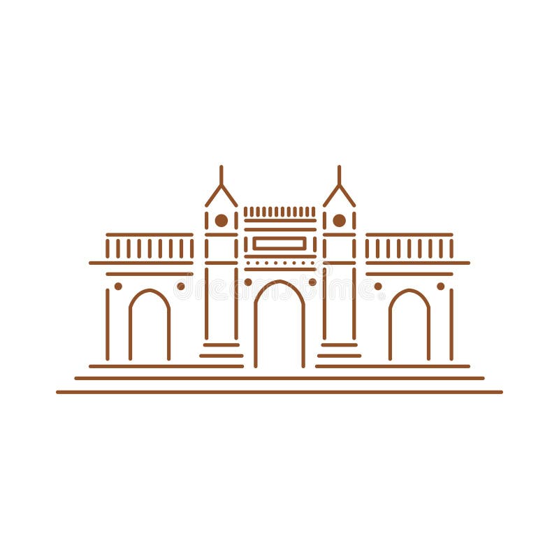 Gateway of india line art stock vector. Illustration of sketch - 357573407