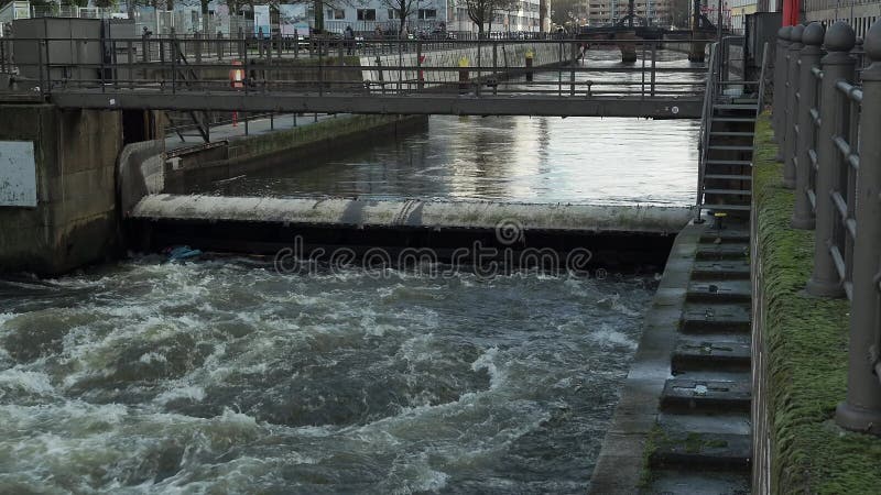 A Gateway for Regulating the Water Level in the Canal. Stock Video ...