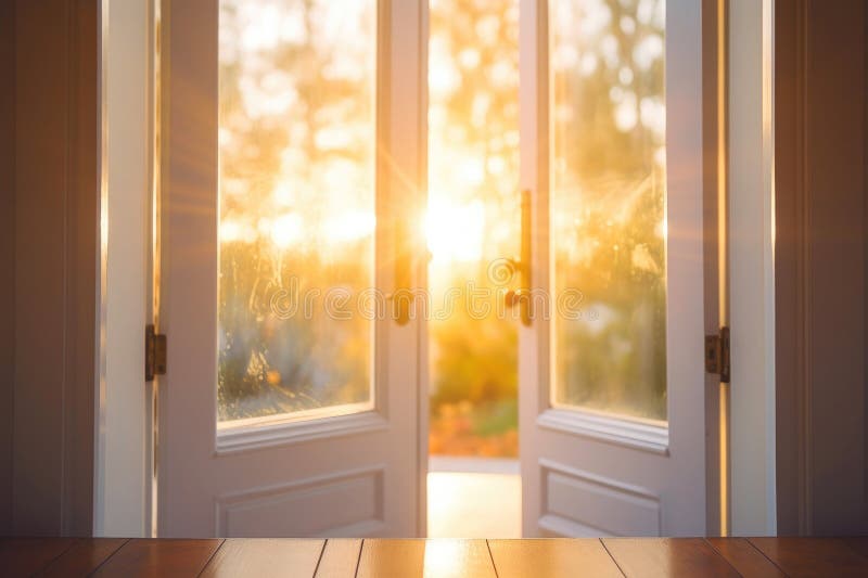 Gateway To Light: Close-Up View of an Open Door. Stock Illustration ...